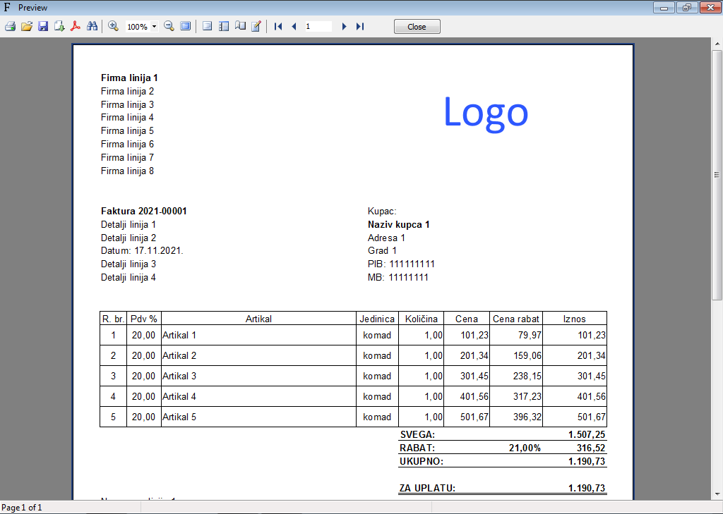 pregled pre štampanja
